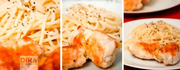 Reteta rapida de pui cu spaghete si sos alb | Retete si fotografie ...