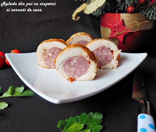 Rulada din pui cu ciuperci si carnati de casa | Retete culinare | Gustos.ro